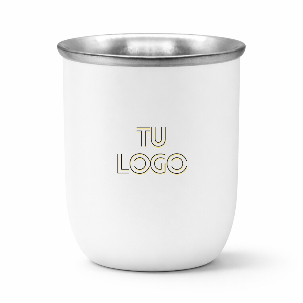 Mate recto de acero inoxidable Blanco + 1 grabado laser (20 unidades ...