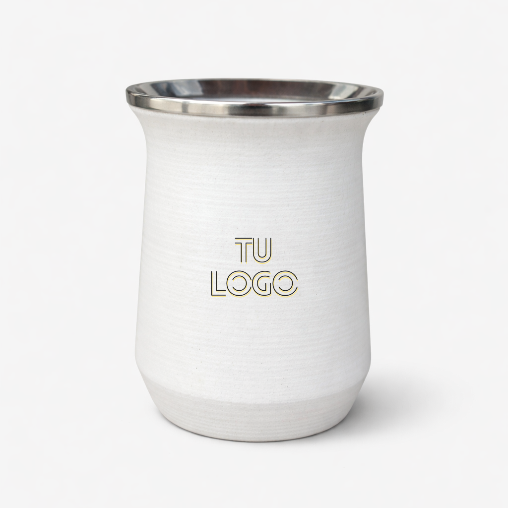 Mate Blanco acero inoxidable doble capa + 3 grabados laser (20 unidades ...